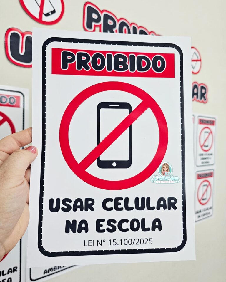 Placas proibido uso de celular nas escolas - Materiais Para Profes: Seu Portal de Recursos
